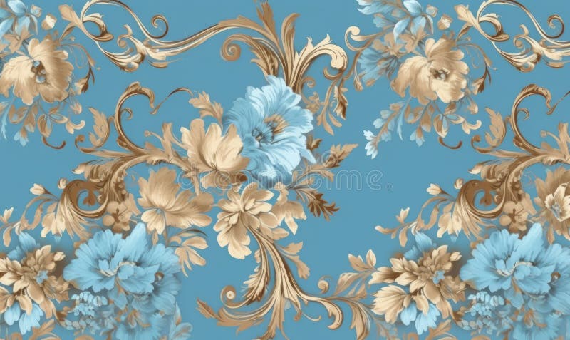 Intricately Designed Rococo Blooms in a Dreamy Floral Pattern Creating ...
