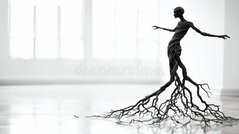 Intricately Designed Sculpture Portrays a Human Figure with Body Made ...
