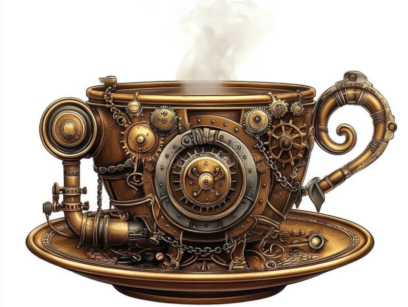 Intricately Designed Steampunk Tea Cup with Gears and Clockwork Motifs ...
