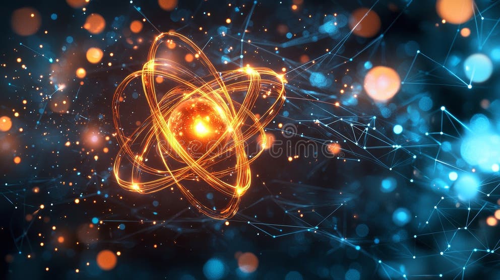 Intricately Detailed Atomic Model Featuring Electrons in Orbit ...