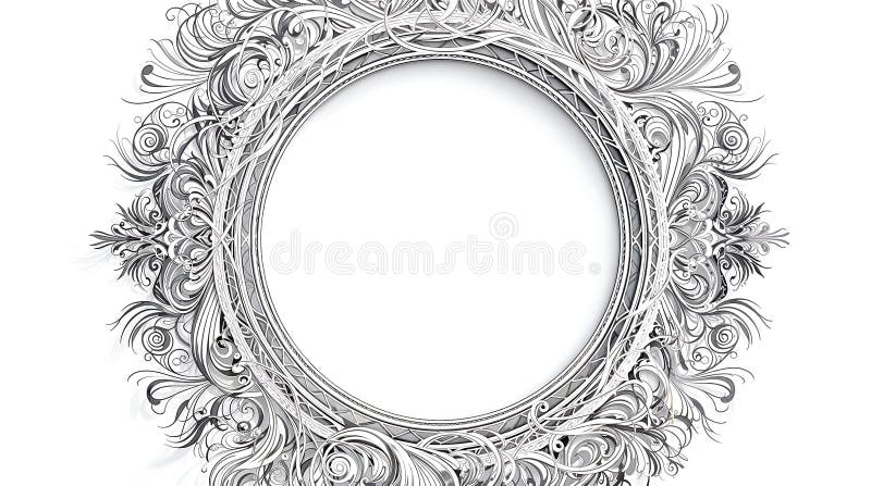 Ornate Silver Filigree Circle Frame Stock Illustration - Illustration ...
