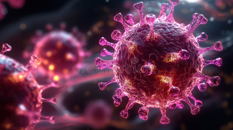 An Intricately Detailed 3D Rendering of a Pink Virus Particle ...