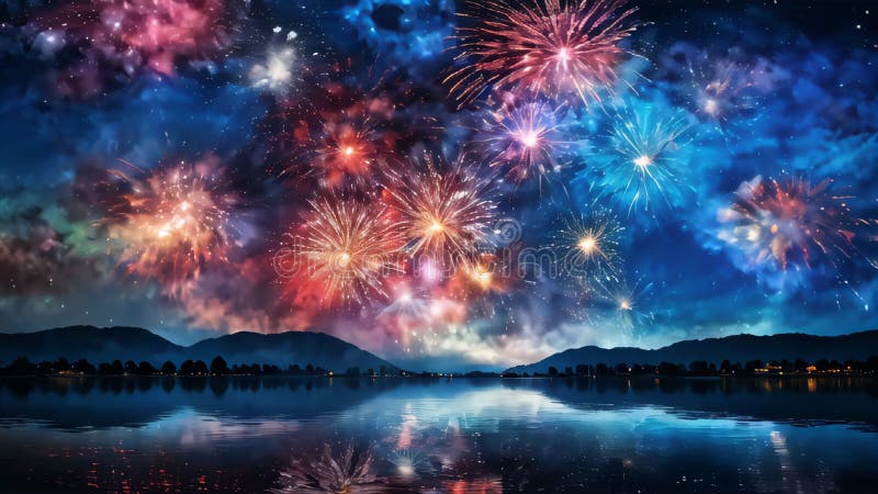 Intricately Detailed Firework Explosion with Vibrant Colors and ...