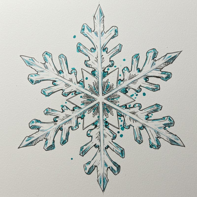 Intricately Detailed Illustration of a Snowflake with a Hexagonal ...