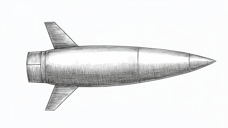 An Intricately Detailed Pencil Sketch of a Retro Rocket Ship, Presented ...