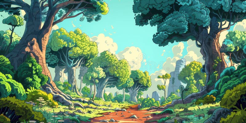 Realistic Cartoon Background with High-detail Hand-drawn Designs. Stock ...