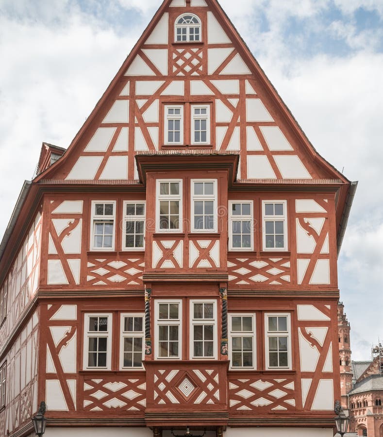 Intricately Patterned Facade of Half-timbered Medieval House in Mainz ...