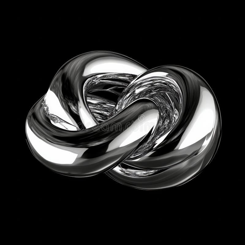 Intricately Twisted Metallic Knot Against Black Background Stock Image ...