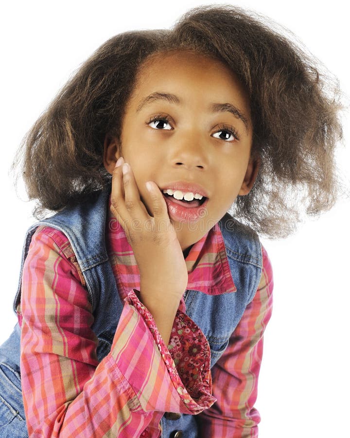 Elementary Age Girl Looking At Camera Stock Image - Image of children ...