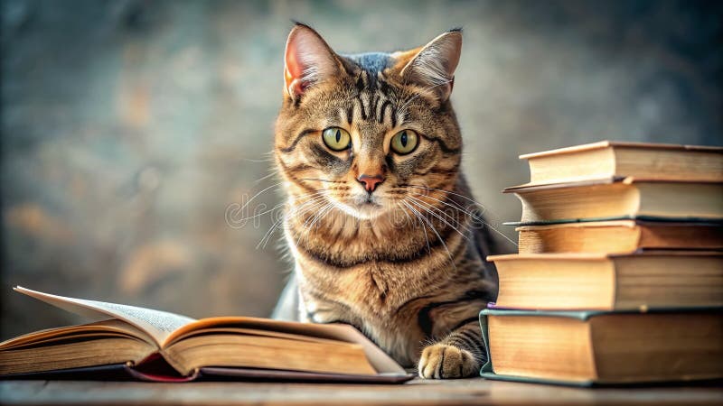 Intrigued Kitten Immersed in a World of Knowledge a Captivating Study ...