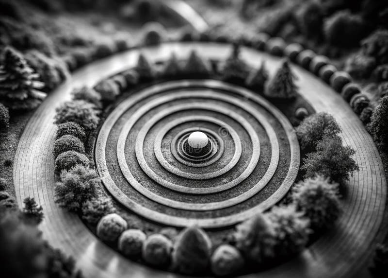 Intriguing Abstract Art Black and White Concentric Circles with a ...