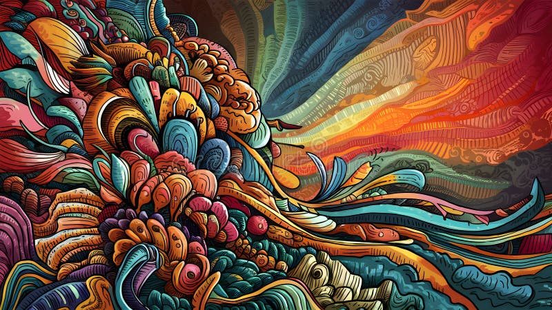 Intriguing Abstract Background with Doodles and Patterns Stock ...