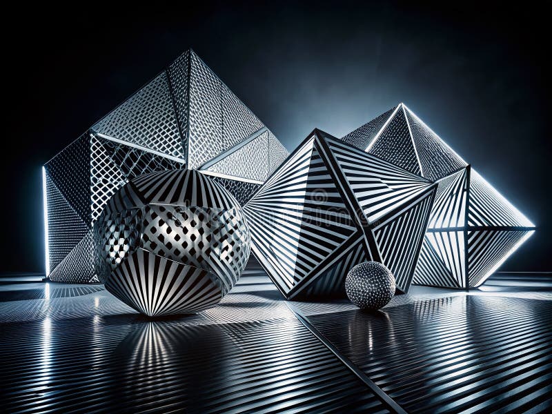 Intriguing Abstract Black and White Geometric Shapes a Night ...