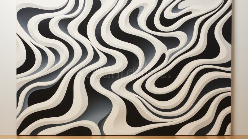 A Black and White Wall with Wavy Lines Stock Illustration ...
