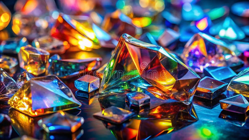 Intriguing Abstract Texture and Sparkle of Glass Fragments in Low Light ...