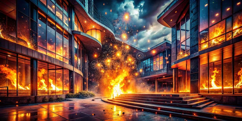 Intriguing Architectural Abstract Dynamic Fire Sparks Smoke and ...