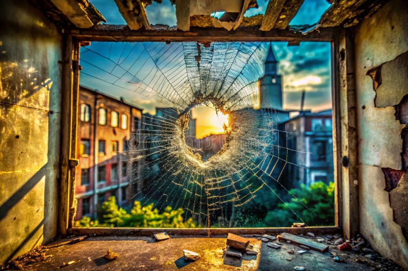 Intriguing Architectural Detail an Aged Building with a Broken Window ...