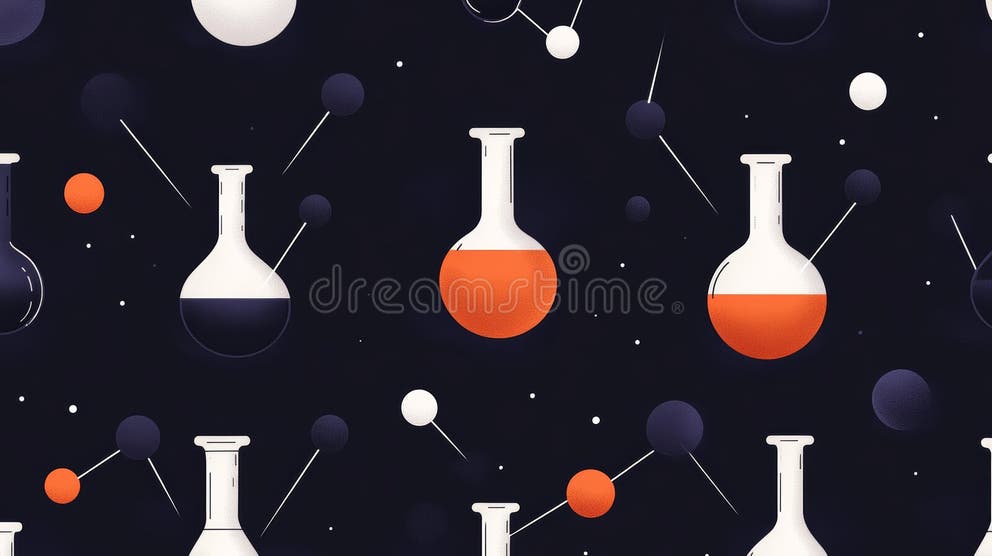 Intriguing Array of Orange and White Laboratory Flasks, a Captivating ...