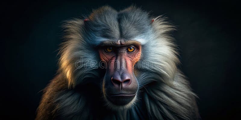 Intriguing Baboon Portrait in Low Light a Stunning CloseUp of a Wild ...