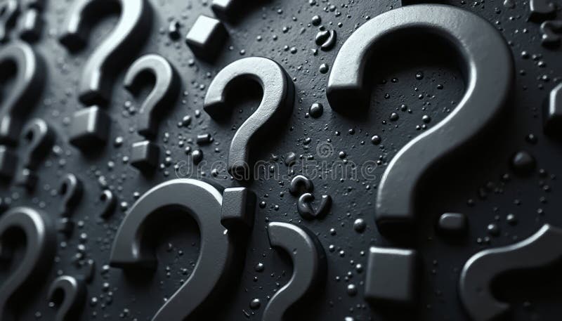 Intriguing Black Question Marks on a Wet Surface Stock Photo - Image of ...