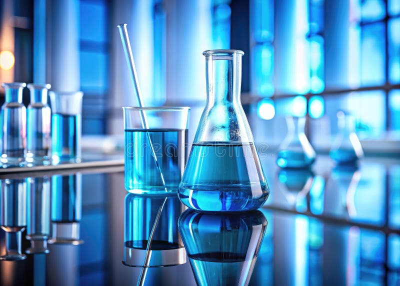 Intriguing Blue Liquid Experiment in Modern Laboratory Setting a ...