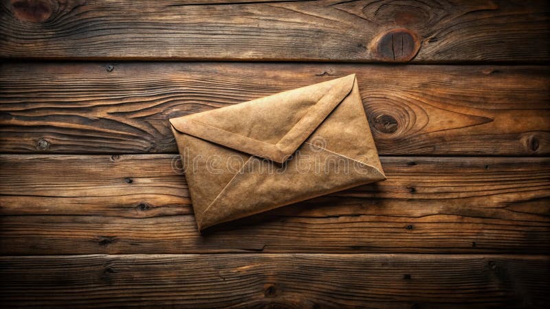 Intriguing Brown Envelope Resting on a Rustic Wooden Table a Stock ...