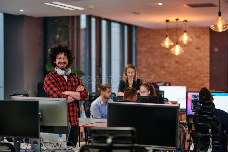 Focused Professional: Interesting Man with Coffee Cup in Office ...
