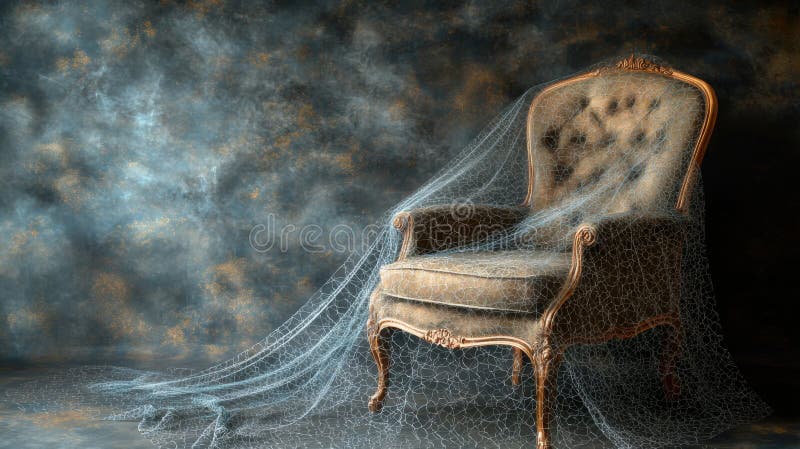 An Intriguing Chair Elegantly Covered in a Delicate Net for an Artistic ...