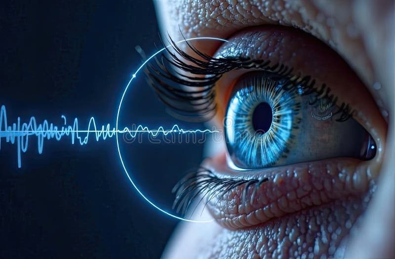 Intriguing Close-up of a Human Eye with Digital Wave Patterns in the ...