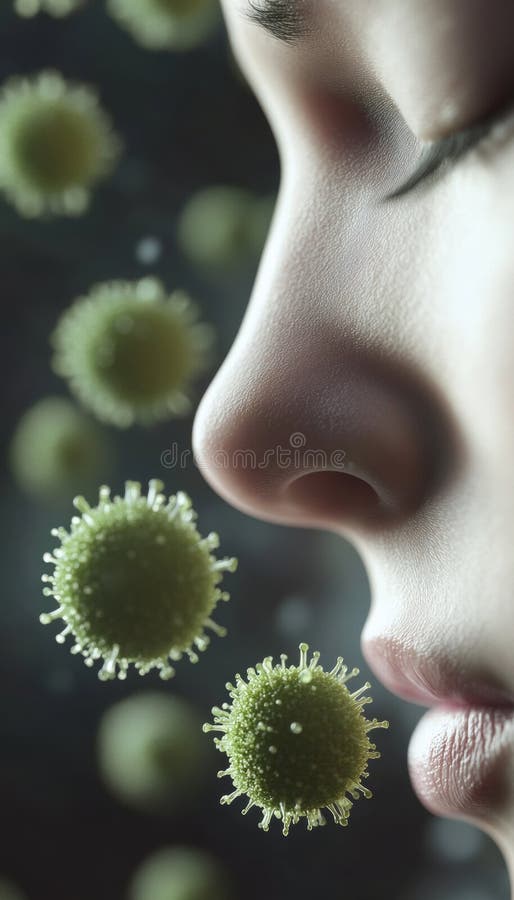 Intriguing Close Up of a Nose with Floating 3d Bacteria Particles ...