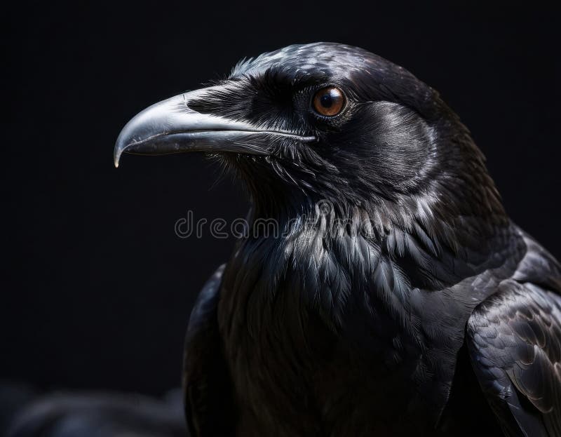 Intriguing Close-up of a Raven S Head and Chest Feathers Stock ...