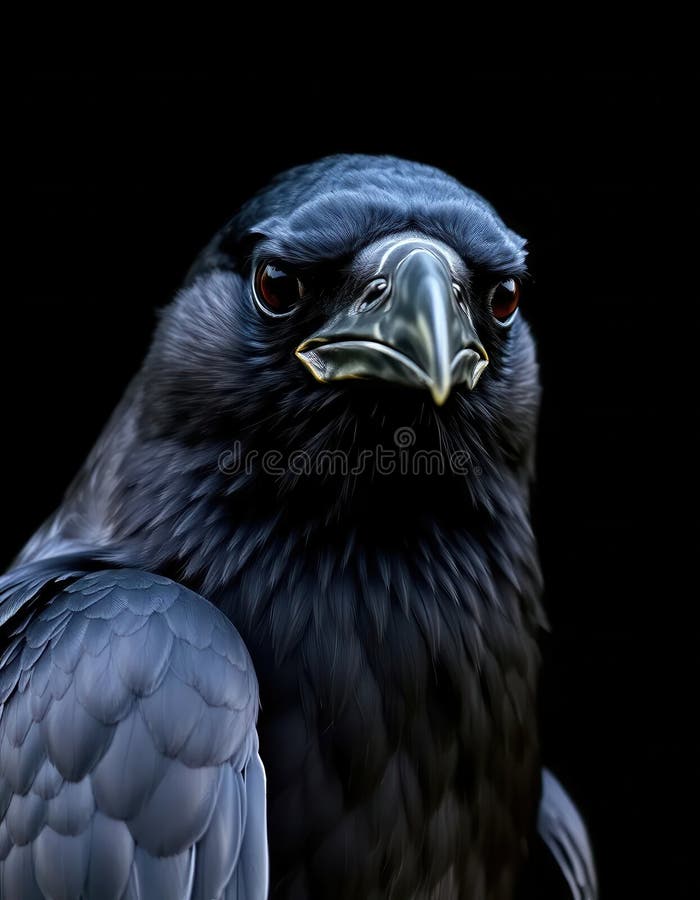 Intriguing Close-up of a Raven S Head and Chest Feathers Stock ...