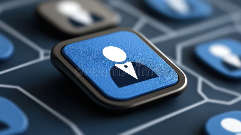 Intriguing Closeup, Blue Button Adorned with a Mysterious Man S Face ...