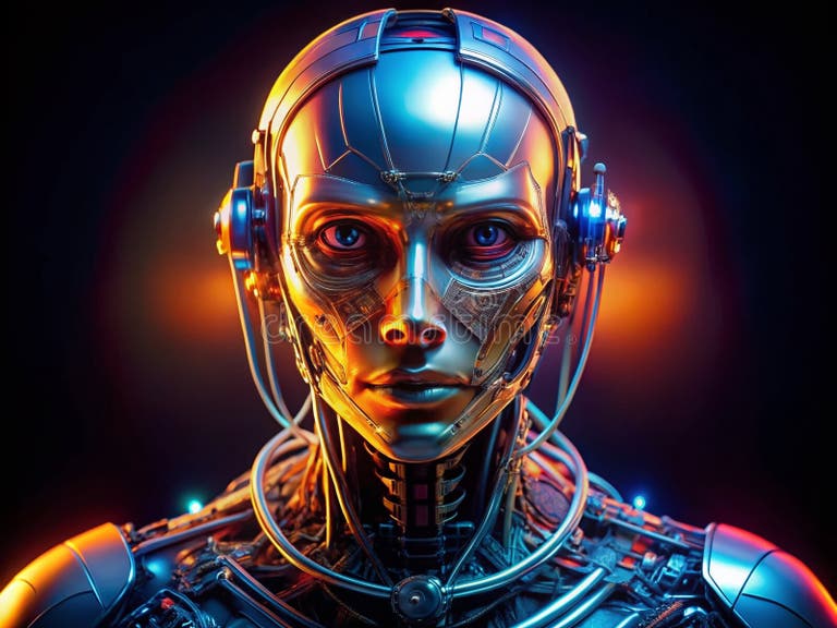 Intriguing Closeup of a Futuristic Robot Face Exploring the Intersection of Artificial ...