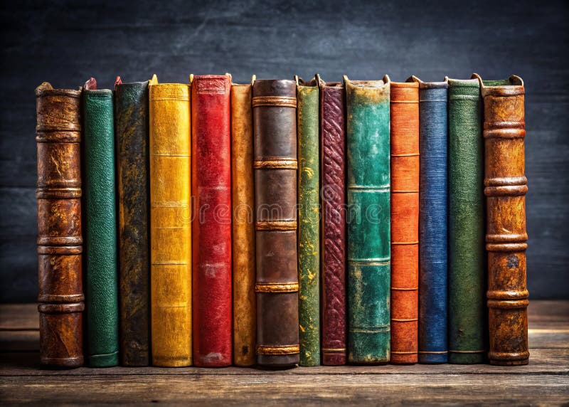 Intriguing Closeup of Vintage Textbook Stack on a Blackboard a Detailed ...