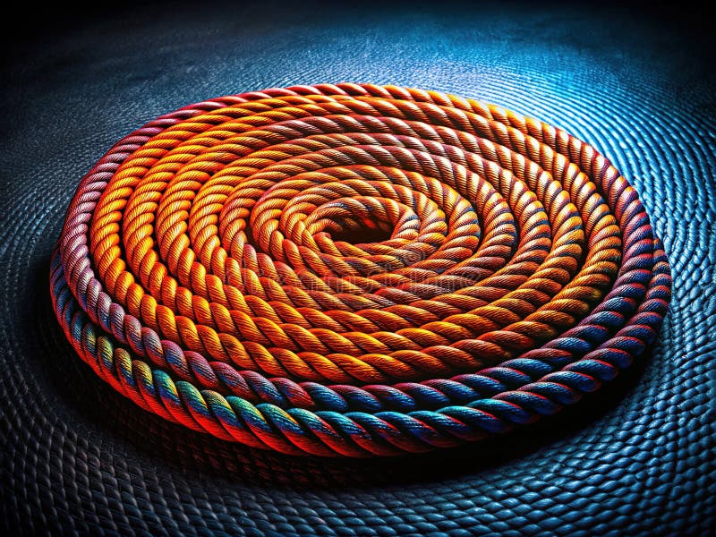 Intriguing Coiled Rope Silhouette Against a Dark Textured Surface a ...