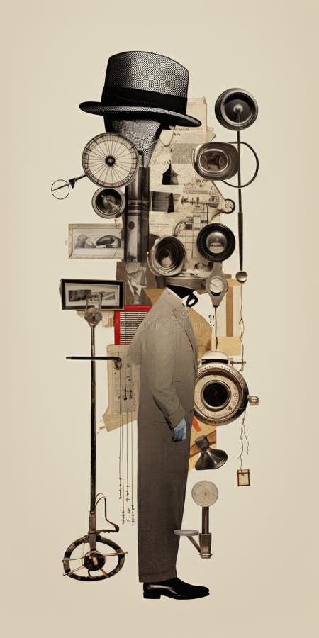 Intriguing Composition: a Man Amidst a Collection of Objects Stock ...