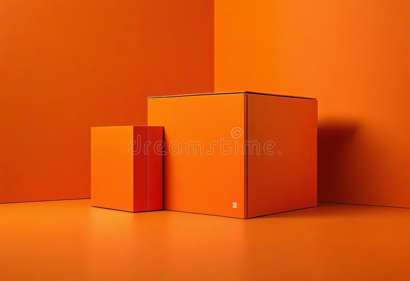 The Intriguing Contrast of an Orange Box Against Monochromatic Backdrop ...