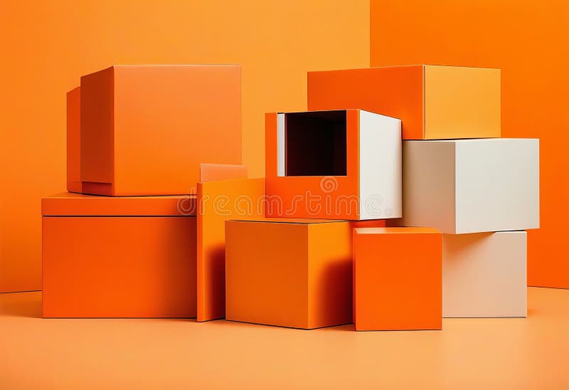 The Intriguing Contrast of an Orange Box Against Monochromatic Backdrop ...