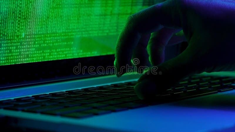 Intriguing Cybersecurity Scene with Encrypted Data Display Stock Image - Image of fingers ...