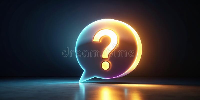 Intriguing 3D Question Mark Speech Bubble in LowLight Setting a ...