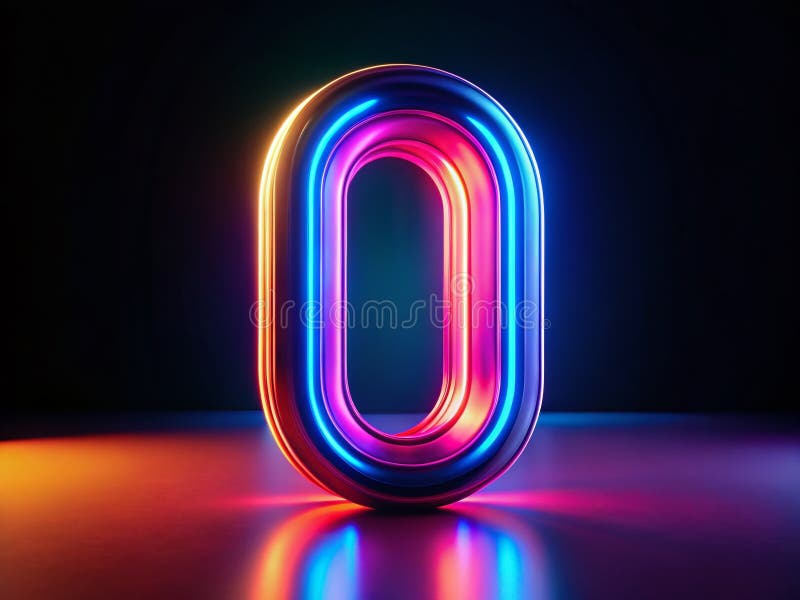 Intriguing 3D Render a Glowing Neon Zero Sign Vibrant and Dynamic ...