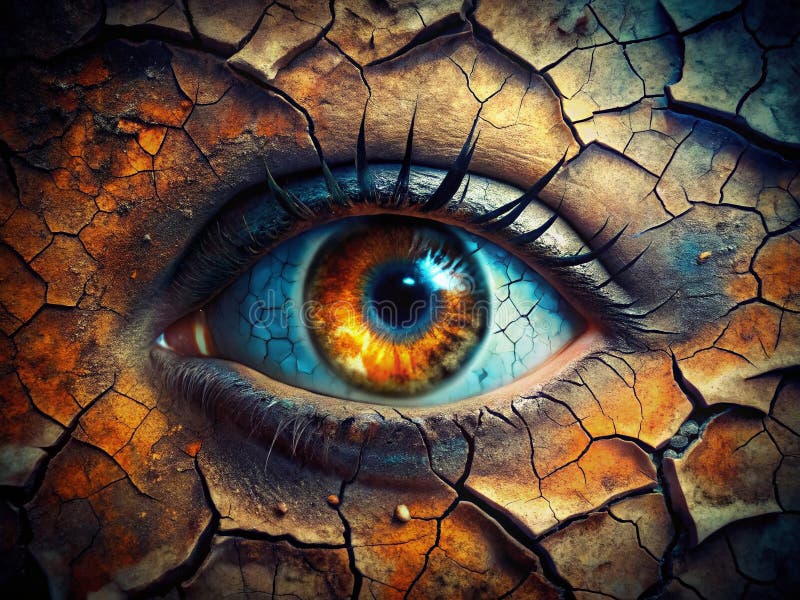 Intriguing 3D Render a Mysterious Eye Embedded in a Cracked Textured ...