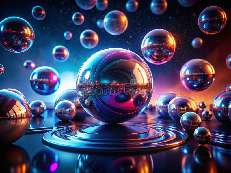 Intriguing 3D Render Reflective Spheres Orbiting a Central Light Source ...