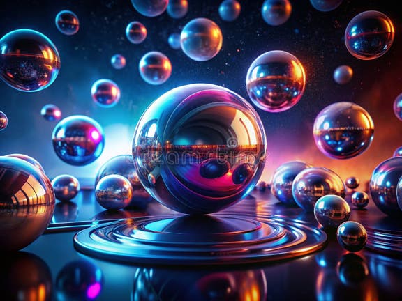 Intriguing 3D Render Reflective Spheres Orbiting a Central Light Source ...