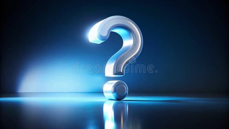 Intriguing 3D Rendered Blue Background with White Question Mark a Study ...