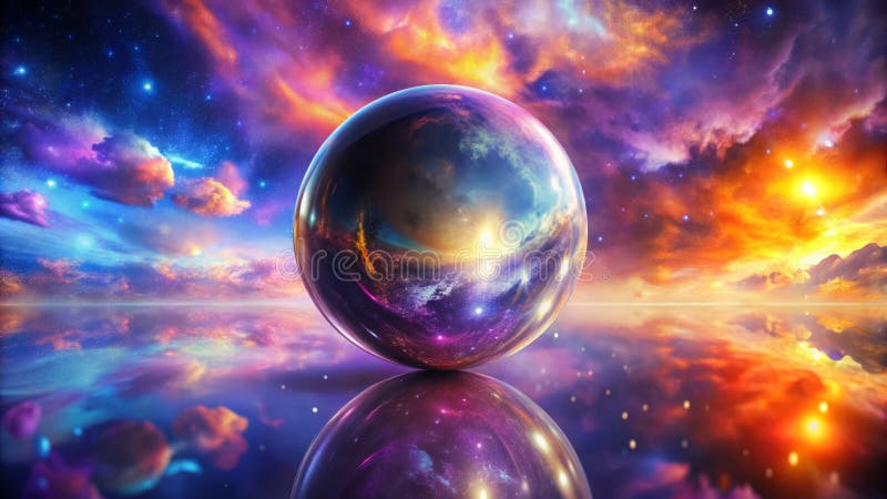 Intriguing 3D Rendered Sphere CloseUp WormsEye View of a Reflective CGI ...