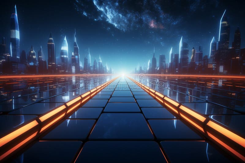 Intriguing 3D Rendering Features a Highway Road Against a Digital Space ...