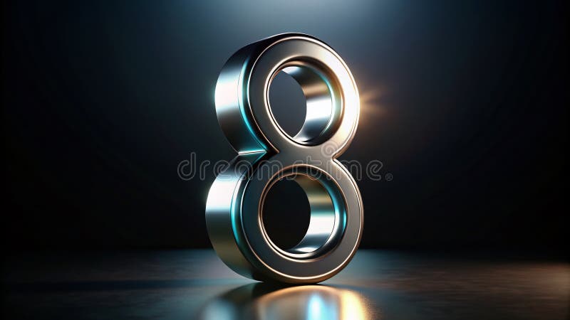 Intriguing 3D Silver Number 8 a Stunning LowLight Render Perfect for ...