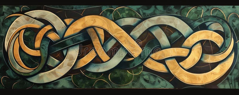 Intriguing Design with Green and Gold Circular Elements in Abstract ...